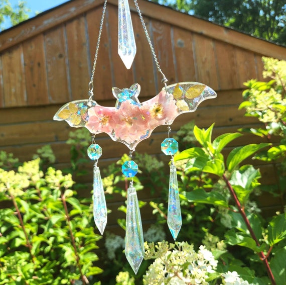 Bat Suncatcher Garden Hanging Decor Floral Bat Suncatcher - Etsy