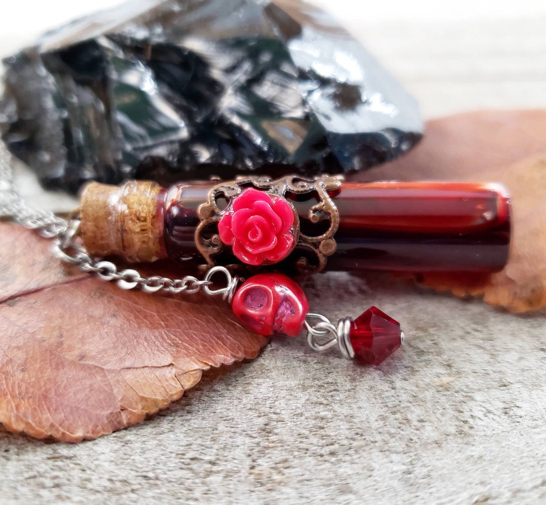Blood Jewelry Blood Vial Necklace Crystal Vial Necklace Gothic ...