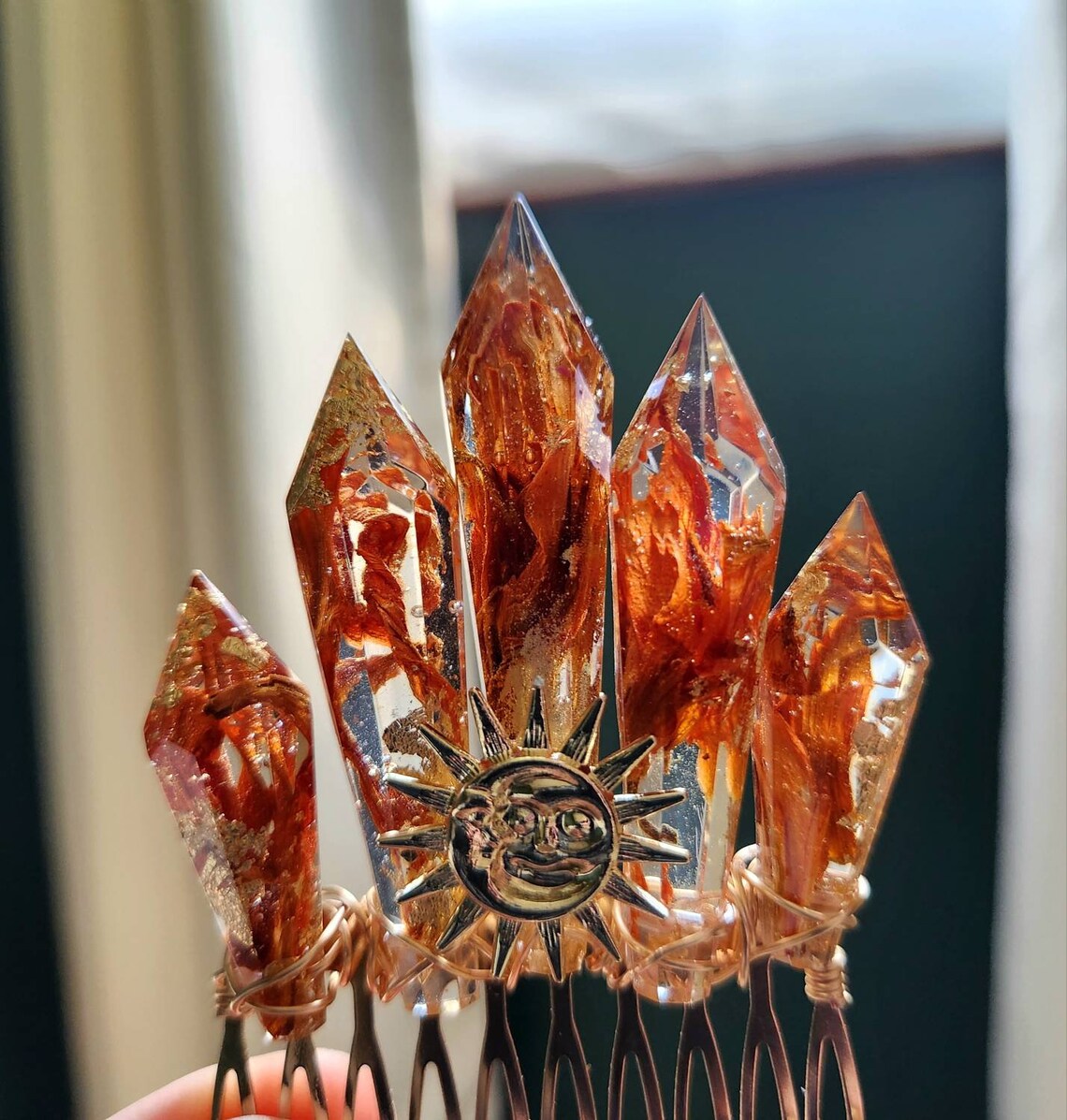 Alectrona Hair Comb - Crystal Hair Piece - Sun Goddess Hair Comb ...