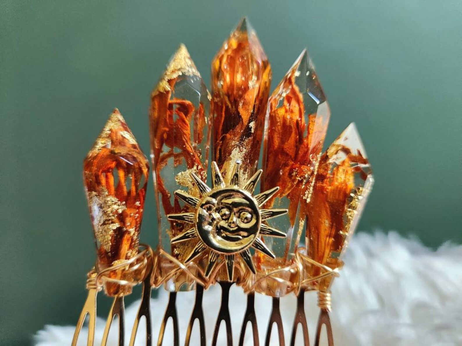 Alectrona Hair Comb - Crystal Hair Piece - Sun Goddess Hair Comb ...