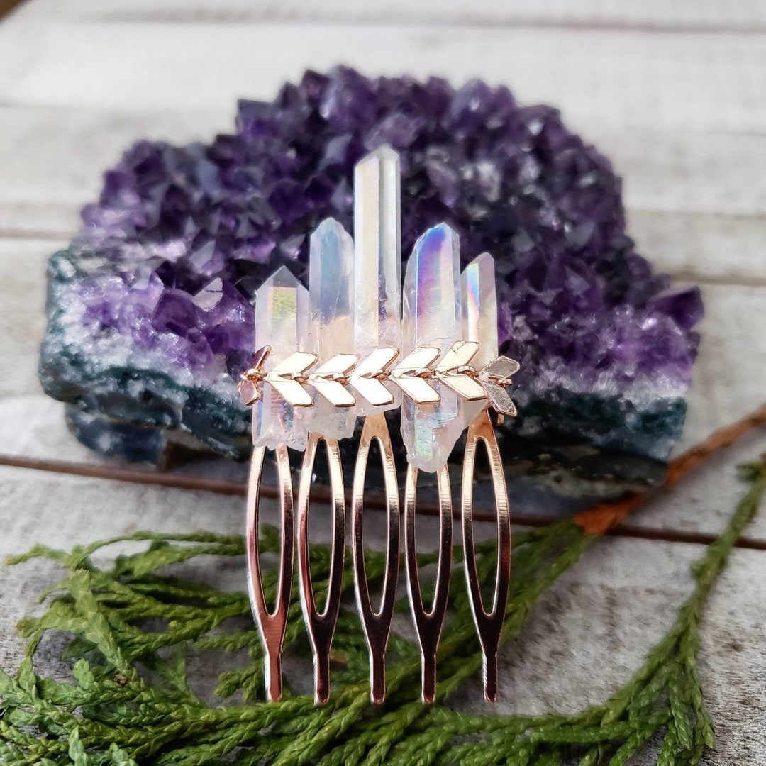 Rose Gold Hair Comb - Quartz Hair Comb - Boho Hair Accessory - Boho ...