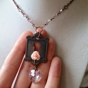 Crystal Key Necklace - Key Pendant - Lock and Key - Whimsical Jewelry ...