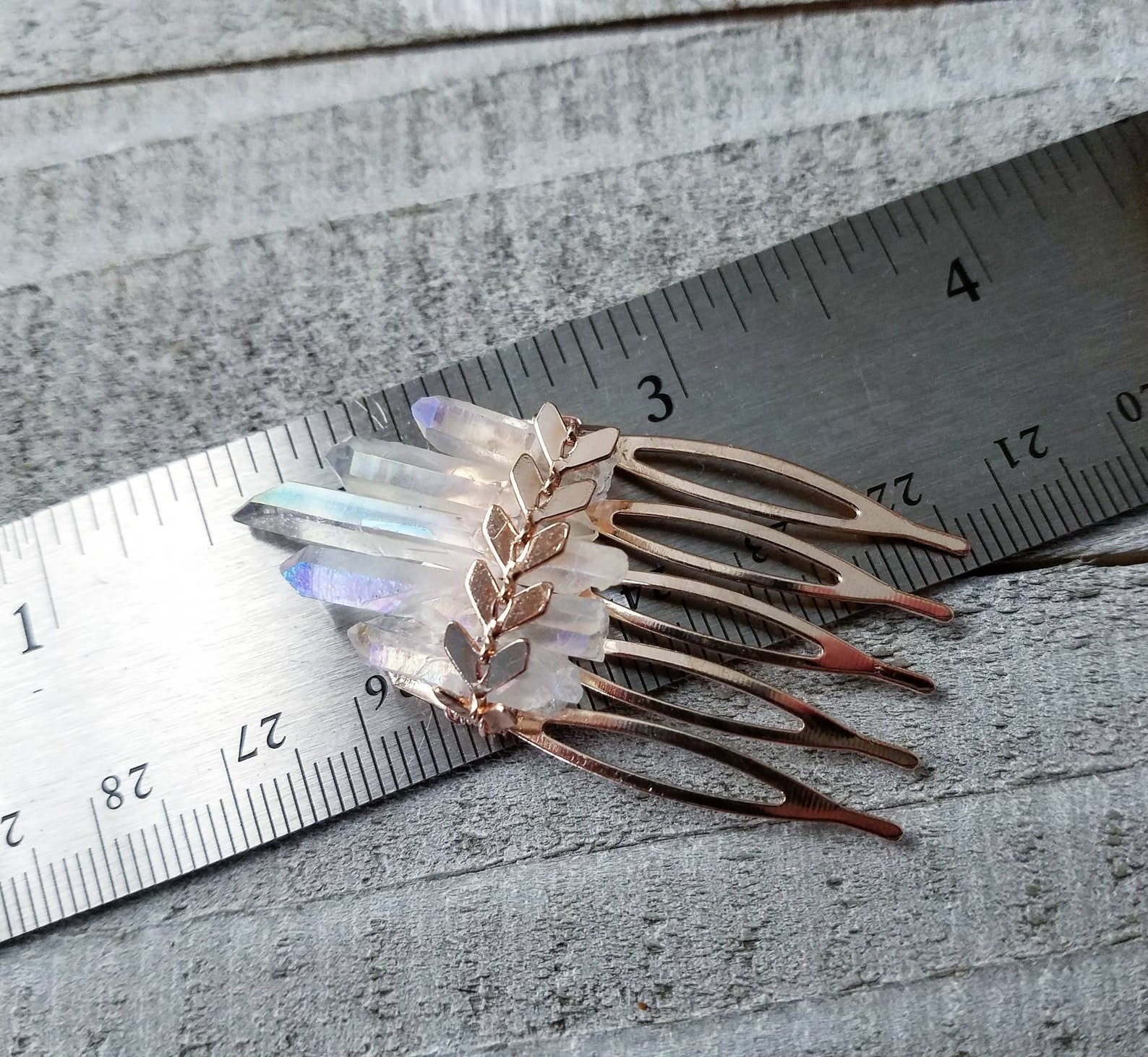 Rose Gold Hair Comb Quartz Hair Comb Boho Hair Accessory - Etsy