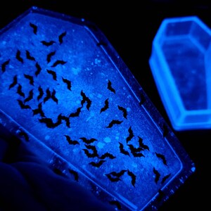 Goth Stash Box - Bat Coffin Trinket Box - Bat Decor - Glow Coffin Dish ...