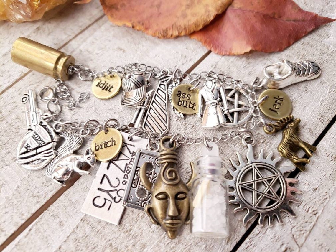 Supernatural jewelry Supernatural charm bracelet Bitch | Etsy