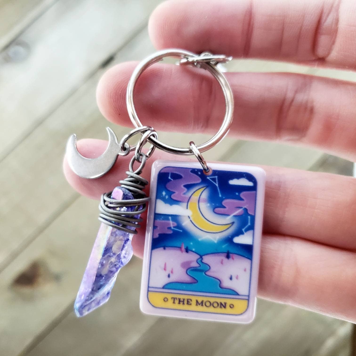 Moon Charm Keychain Moon Tarot Key Ring Tarot Gifts - Etsy