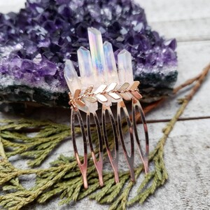 Rose Gold Hair Comb - Quartz Hair Comb - Boho Hair Accessory - Boho ...