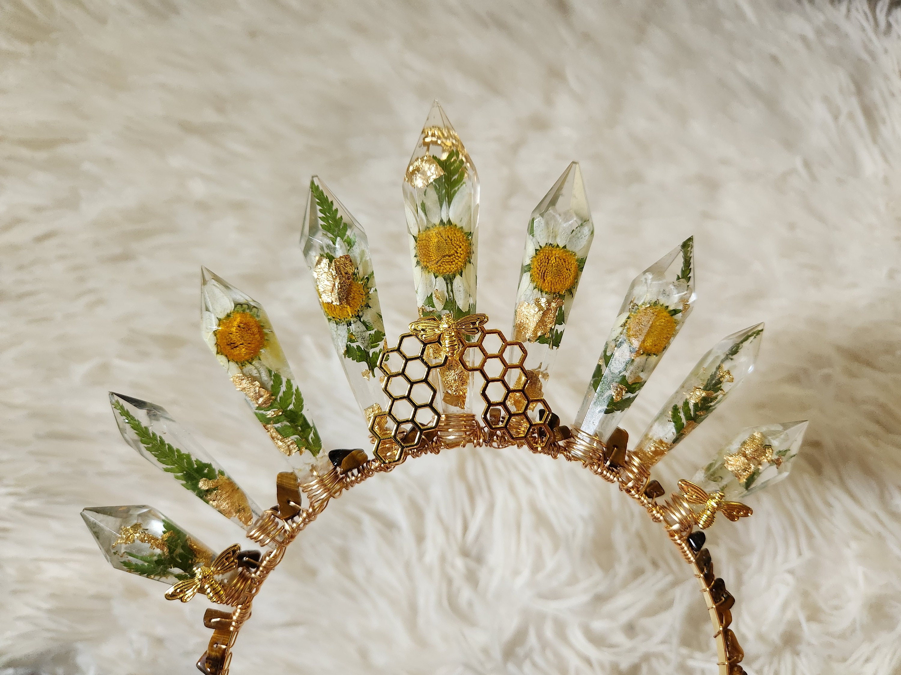 Queen Bee Head Piece - Daisy Flower Crown - Floral Headpiece - Festival ...