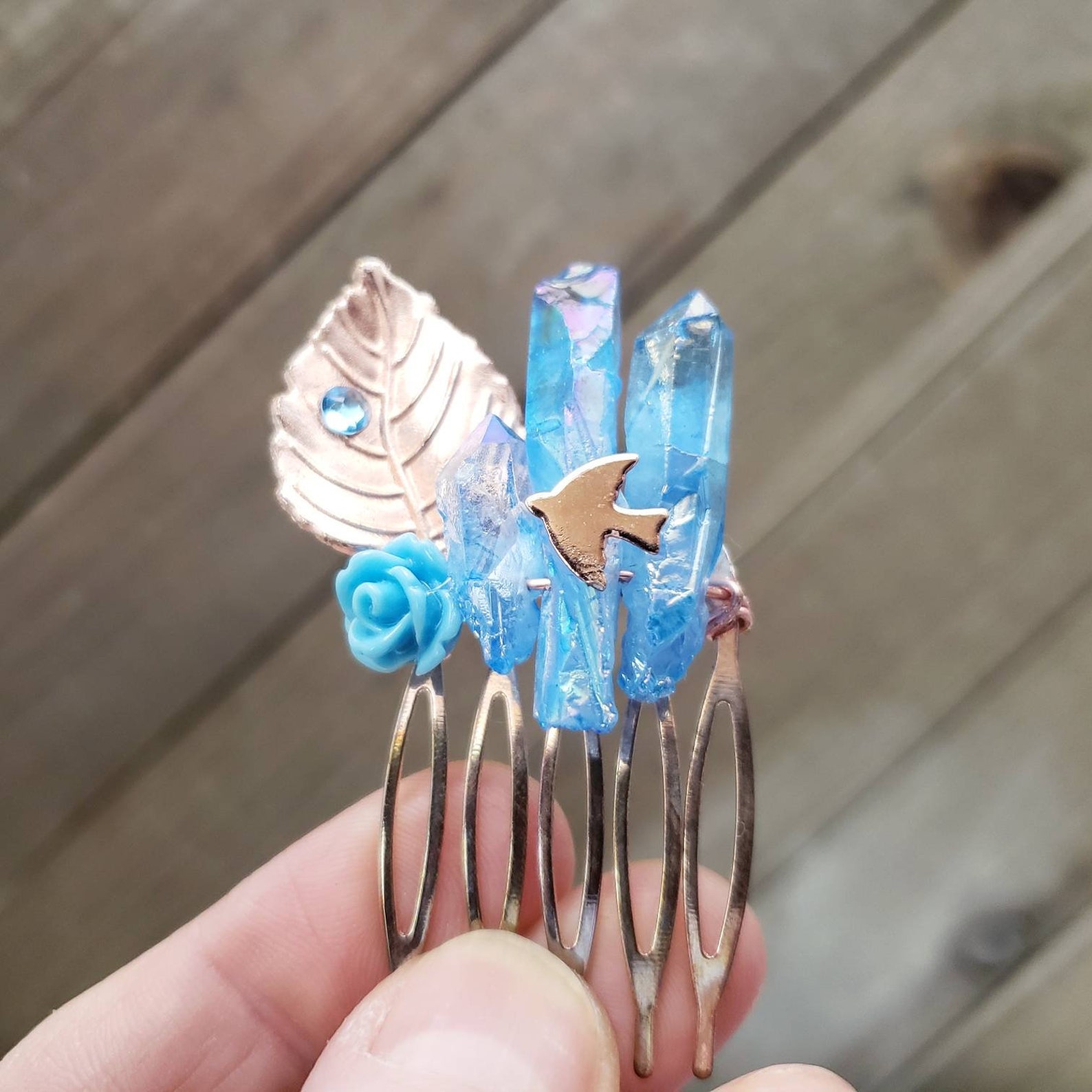 Quartz Hair Comb - Bird Hair Comb - Quartz Crystal Hair Accessory ...