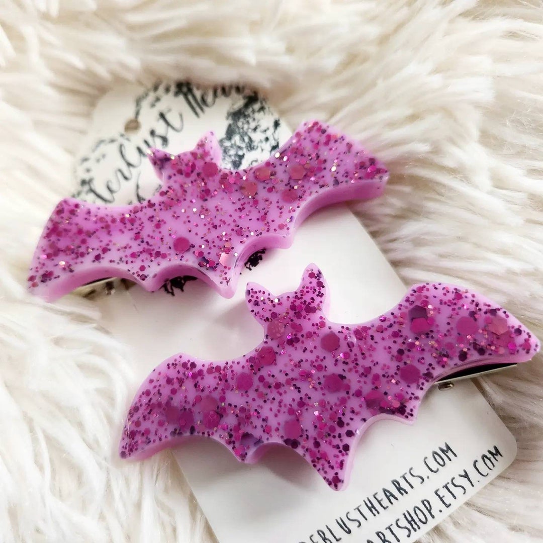 Bat Hair Clips - Valentine Hair Clips - 2pc Set Hair Clips - Bat Lover ...