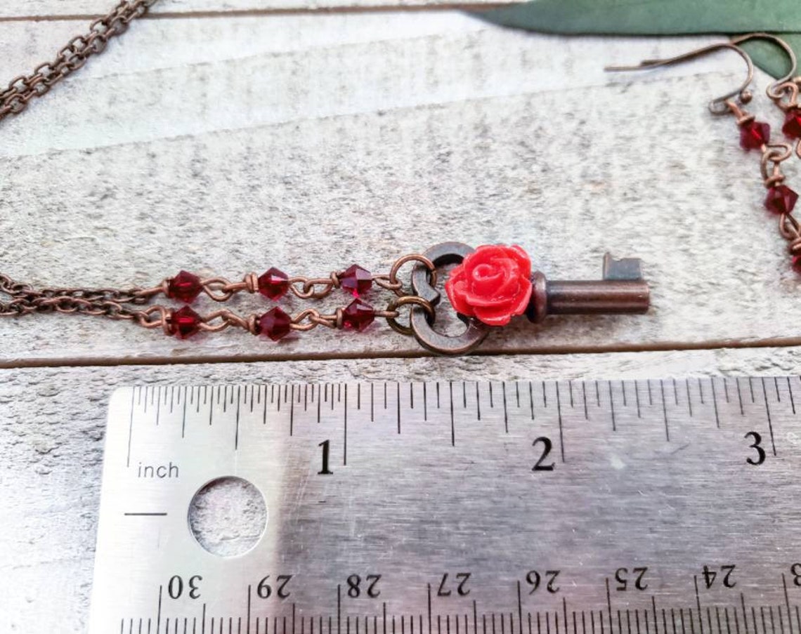 Goth Victorian Jewelry Set Gothic Key Necklace Blood Red - Etsy