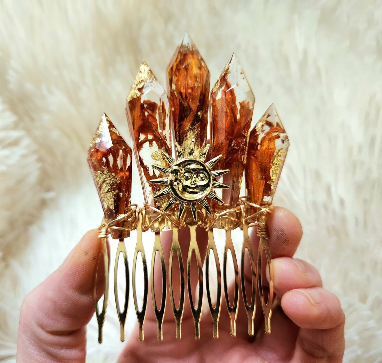 Alectrona Hair Comb - Crystal Hair Piece - Sun Goddess Hair Comb ...