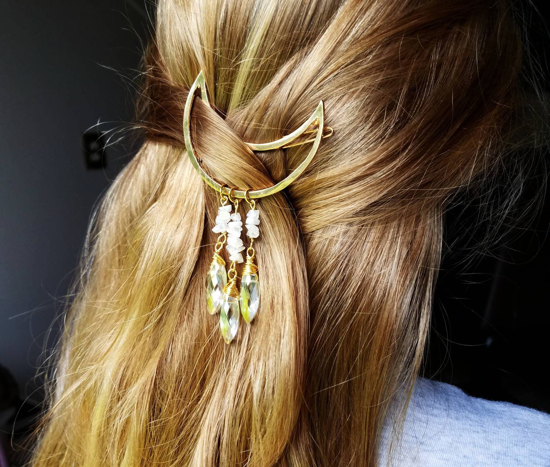Boho Moon Hair Clip - Moon Hair Accessory - Gold Moon Hair Jewelry ...
