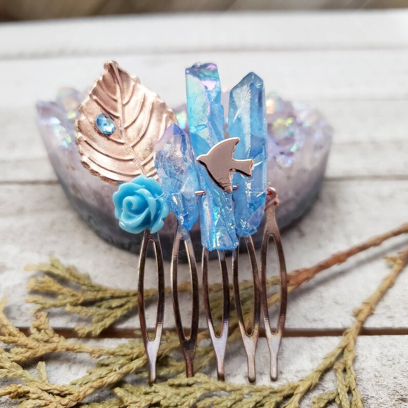 Quartz Hair Comb - Bird Hair Comb - Quartz Crystal Hair Accessory ...