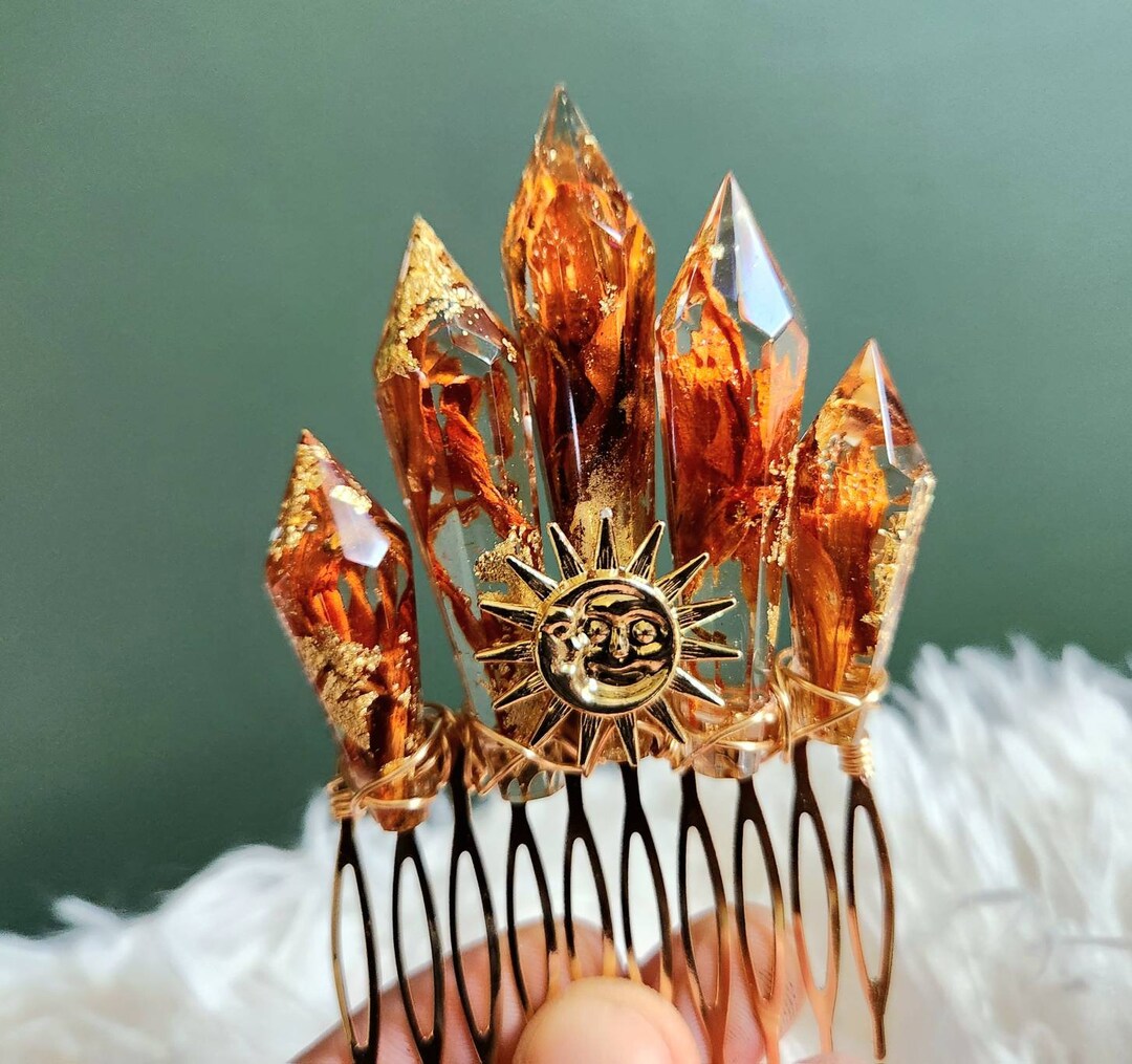 Alectrona Hair Comb - Crystal Hair Piece - Sun Goddess Hair Comb ...