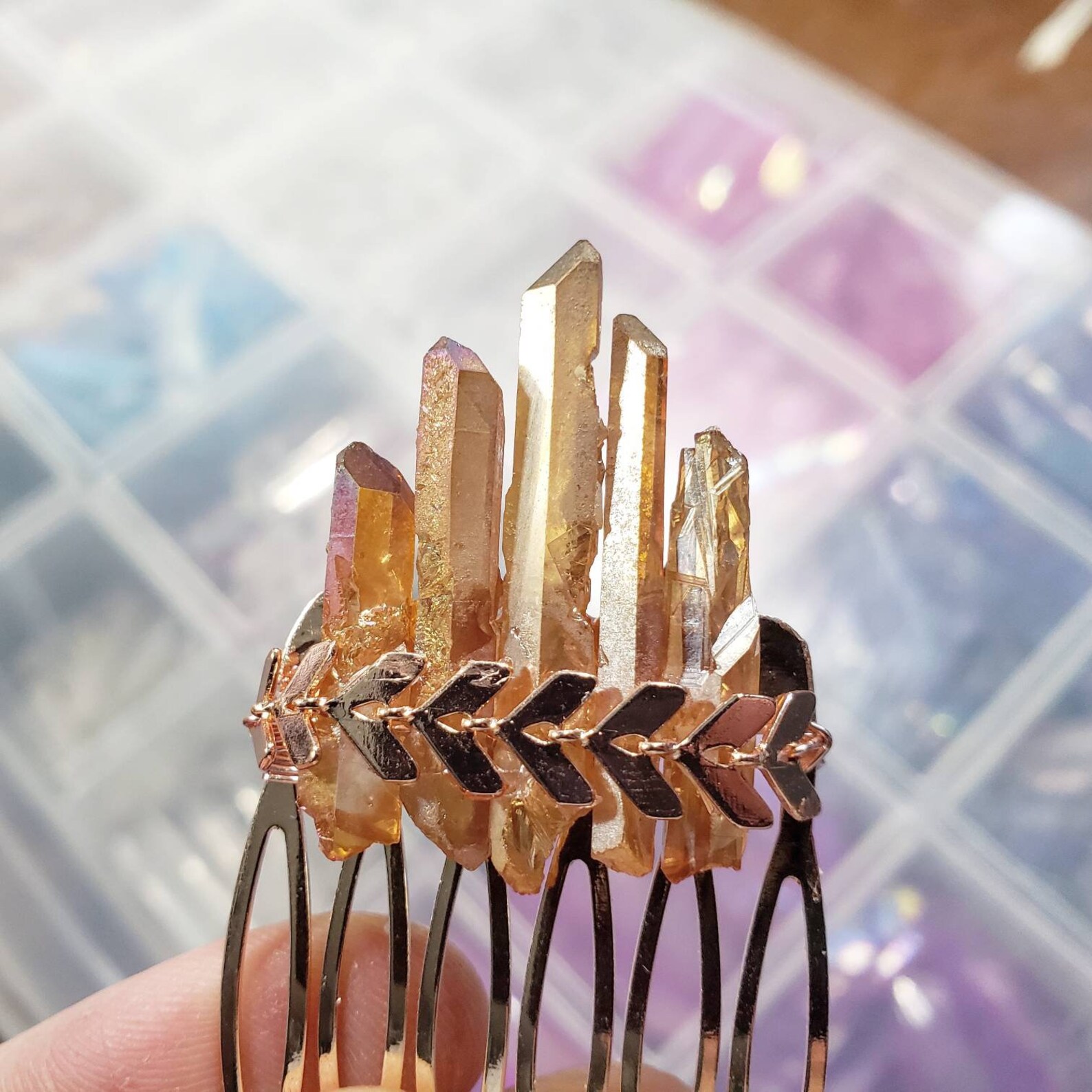Quartz Crystal Hair Comb Boho Hair Comb Boho Hair - Etsy