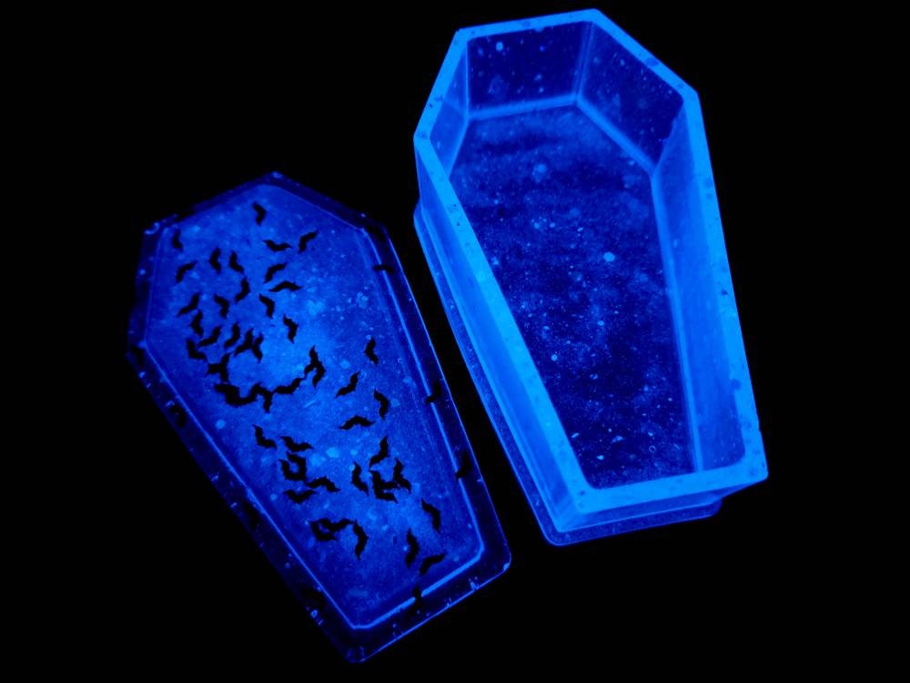 Goth Stash Box - Bat Coffin Trinket Box - Bat Decor - Glow Coffin Dish ...