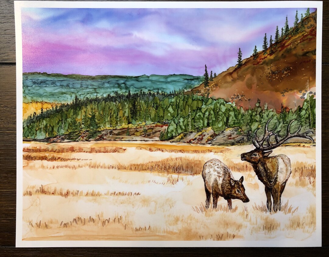 Yellowstone National Park Painting, Wall Art, Wyoming - Art Print ...