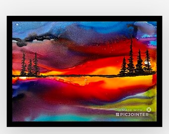 Alcohol Ink Sunset - Etsy
