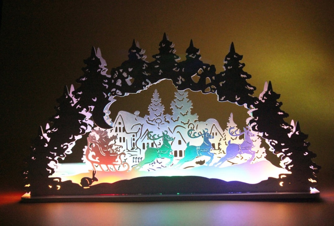 Beautiful Scene of Santa With Sleigh -laser Cut Pattern- Digital ...