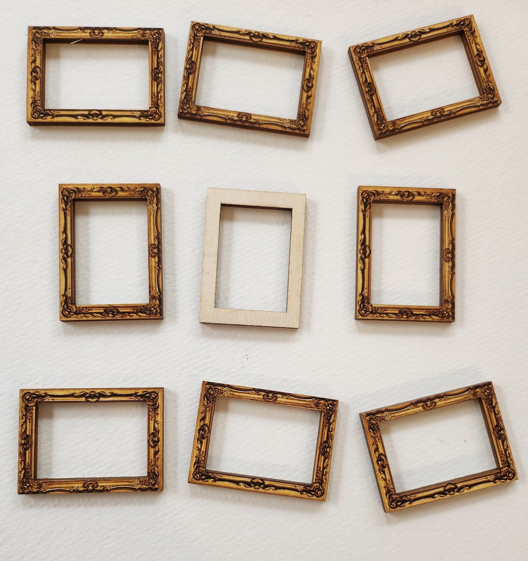 9 Wood Frames- Vintage Styled- Dies- Miniature (dollhouse Size) - Etsy