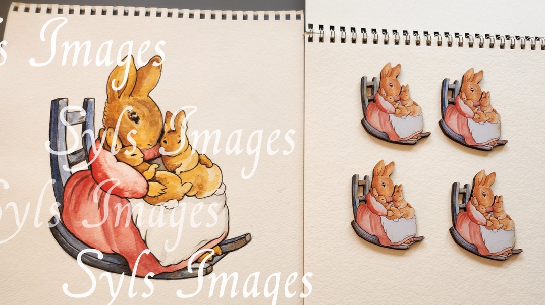 Peter Rabbit's Mother Josephine With Baby Rabbits Wooden Cut Outs 4 ...