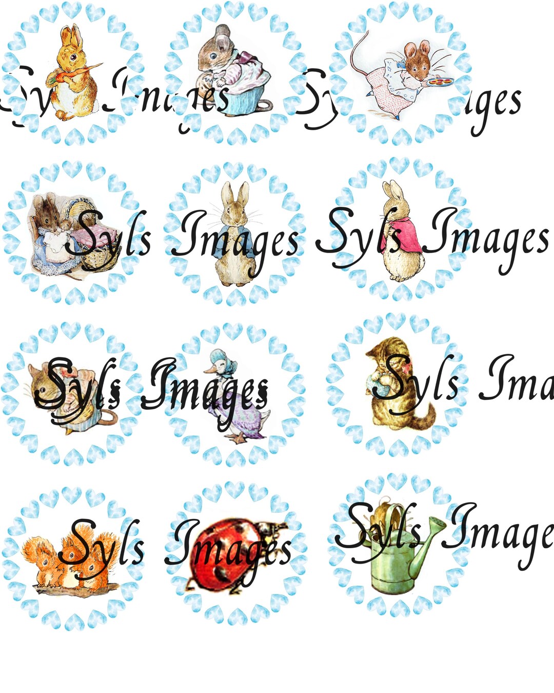 Digital Download of Peter Rabbit and Flopsy With Friends -cake Topper ...