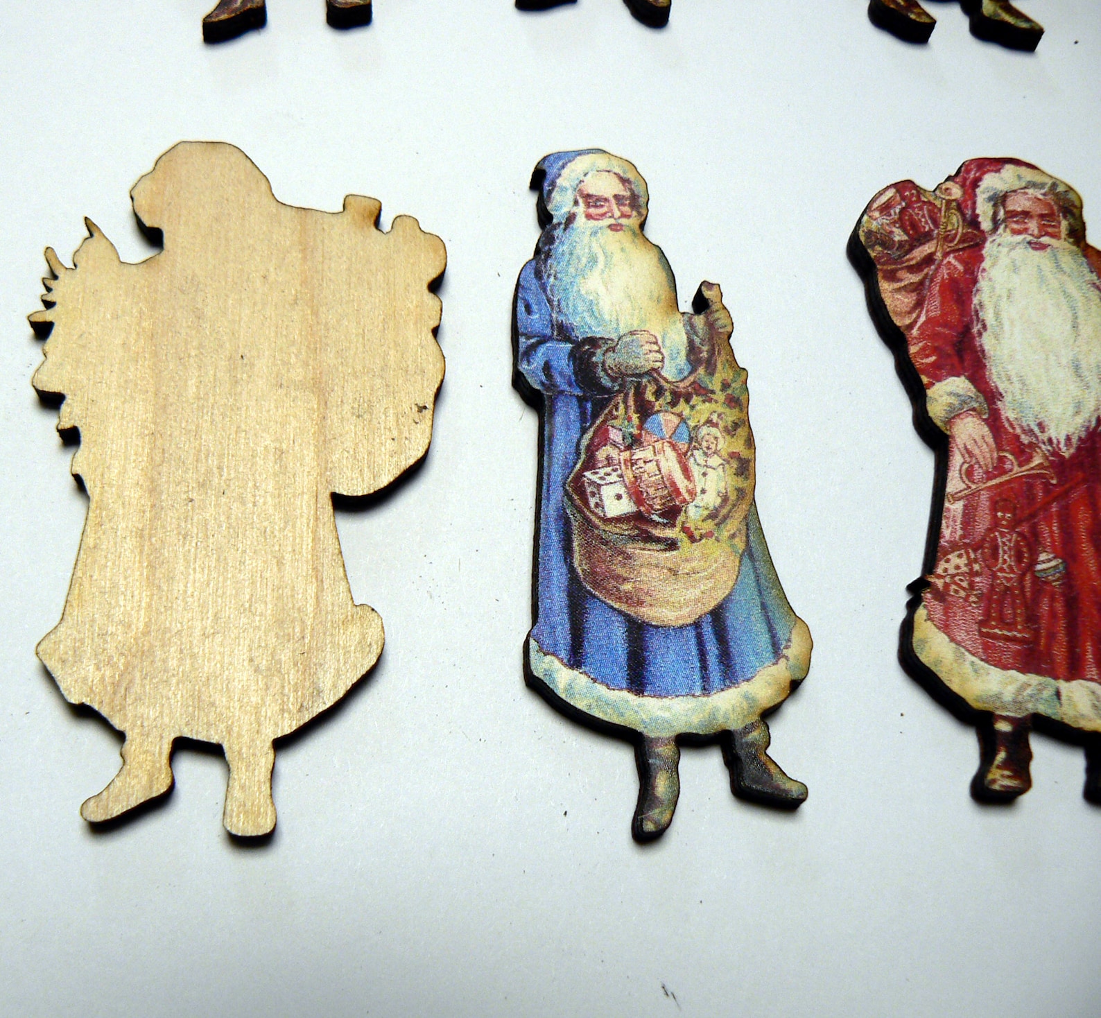 6 Vintage Style Santa Claus Father Christmas Wood Cut Outs. - Etsy