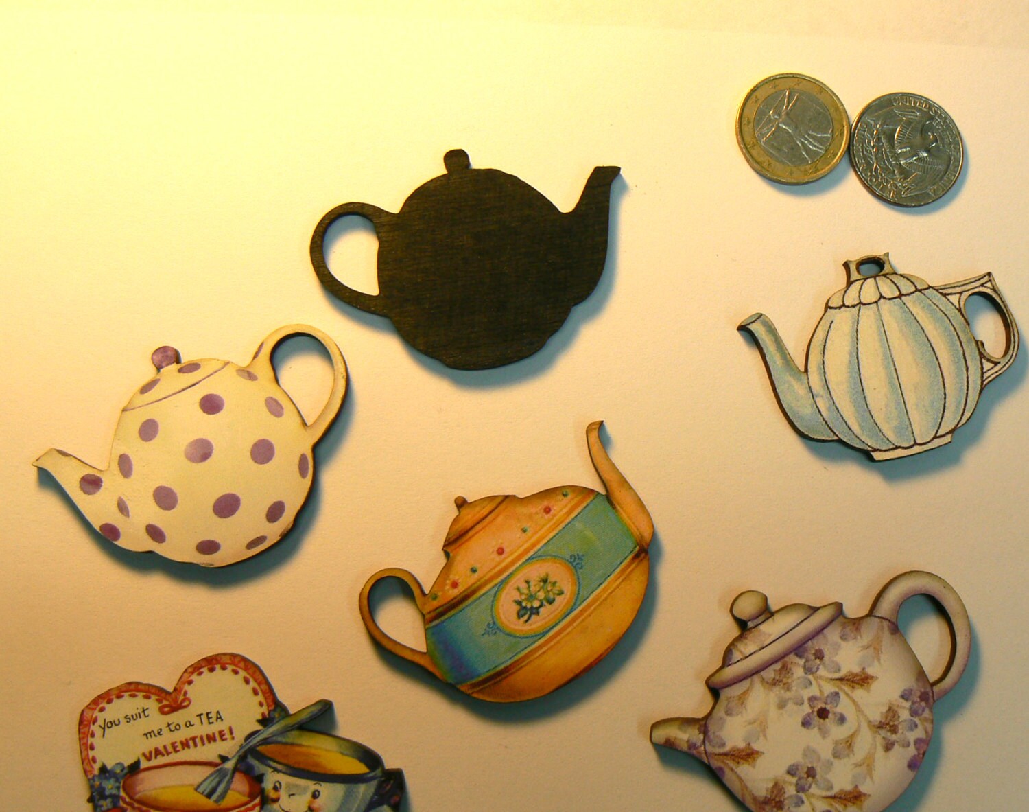 Teapots wood cut outs wood supplies | Etsy