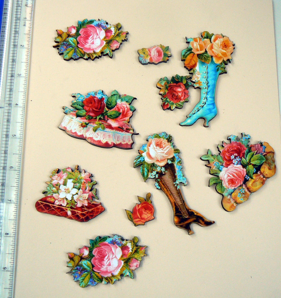 Set of Vintage Themed Roses Decor Wood Cut Outs - Etsy