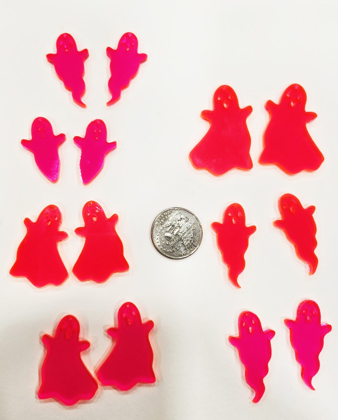 Acrylic Laser Cut Ghost Set- Fluorescent Red - Etsy