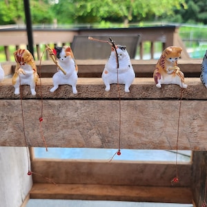 Fishing Cat - Ornament- Deco- Choice of Cat With Fishing Pole - New ...