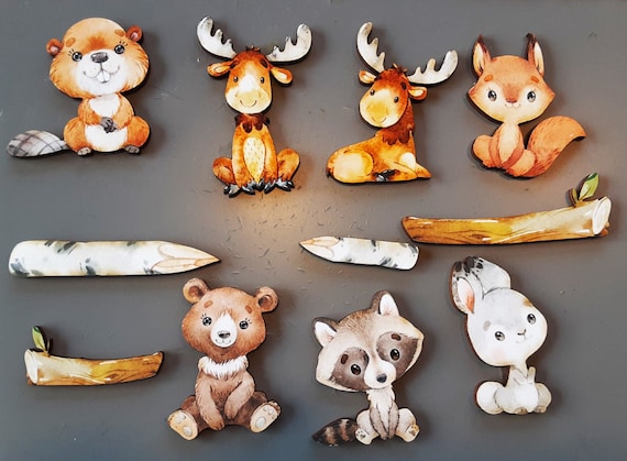 Woodland Animal Babies Wood Cut Outs Laser Cut With Trunks - Etsy