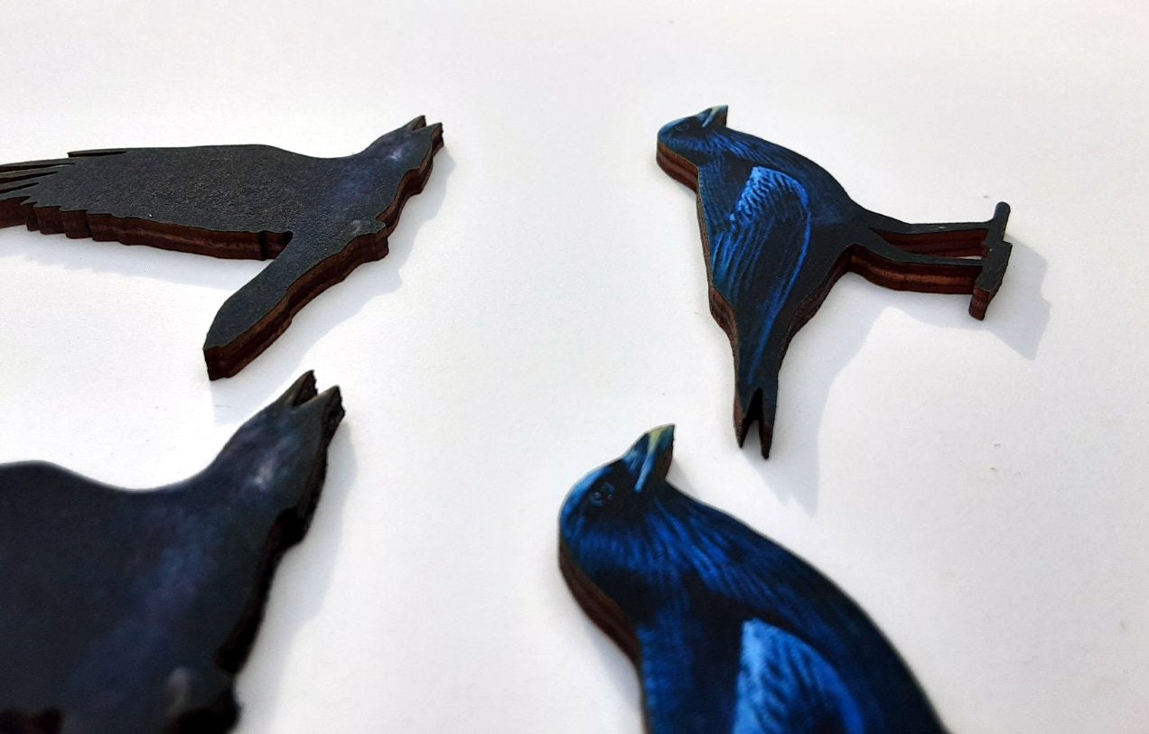6 Crows, Black Bird, Raven Wood Die Cut Outs - Etsy