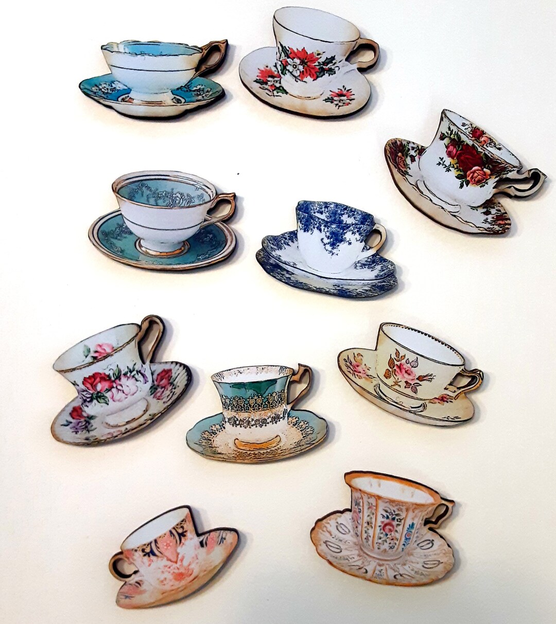 Victorian Style Teacups -wooden Die Cut Outs - Etsy