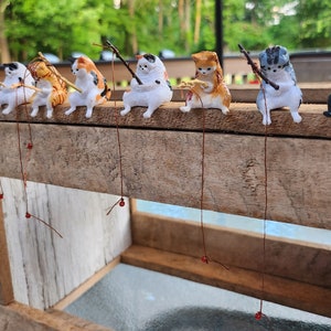 Fishing Cat - Ornament- Deco- Choice of Cat With Fishing Pole - New ...