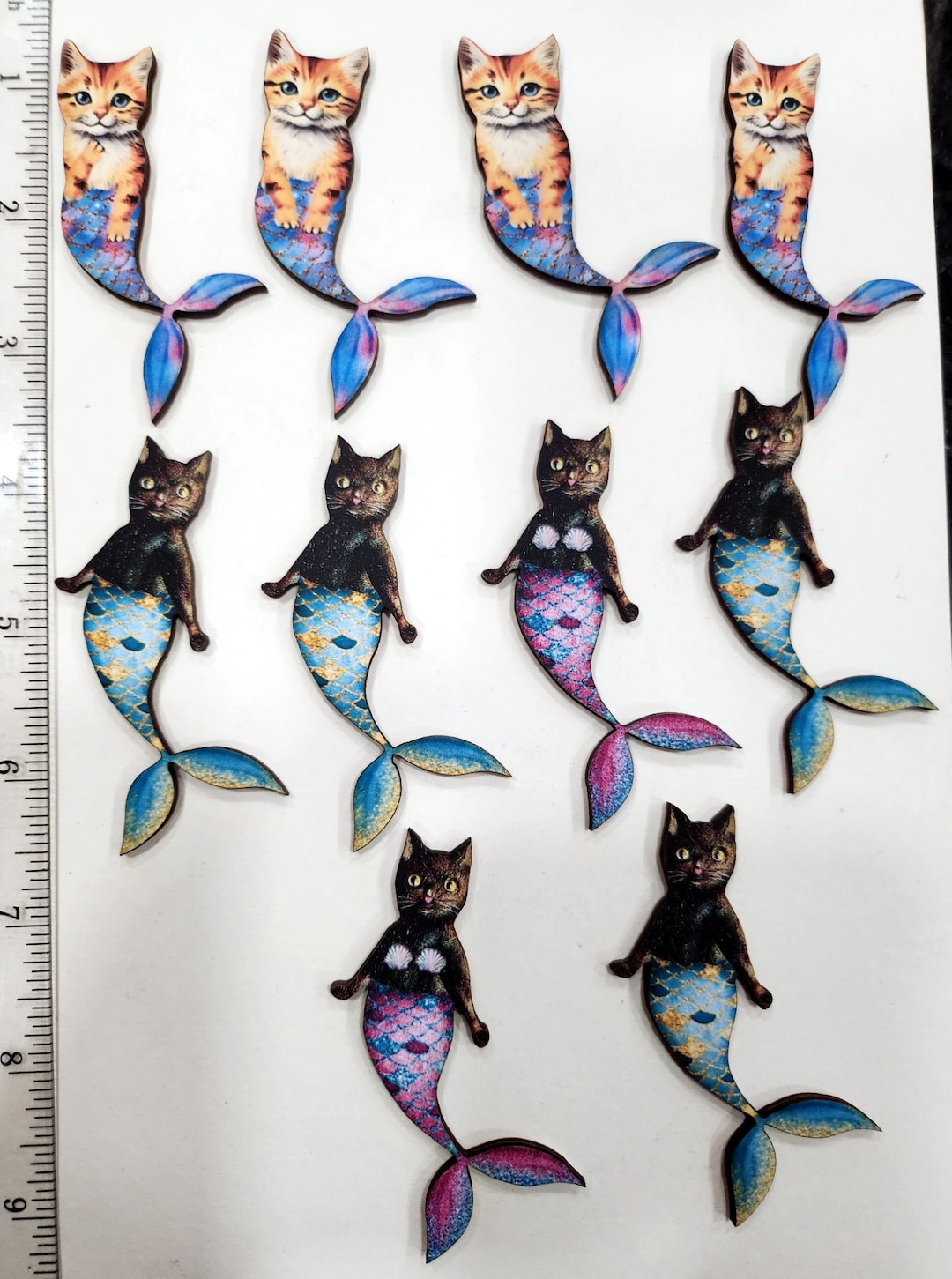 10 Mercats Mermaid Cats Wood Cut Outs - Etsy