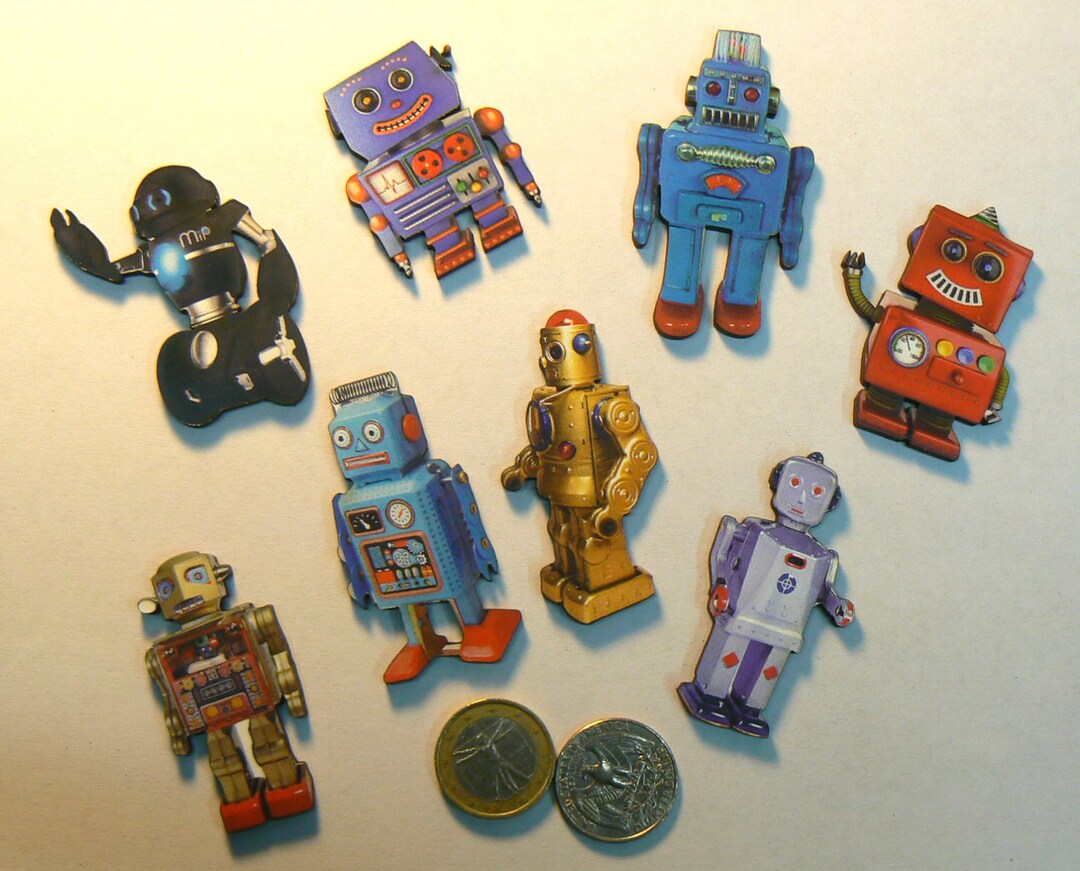 8 Robot Wood Die Cut Outs - Etsy