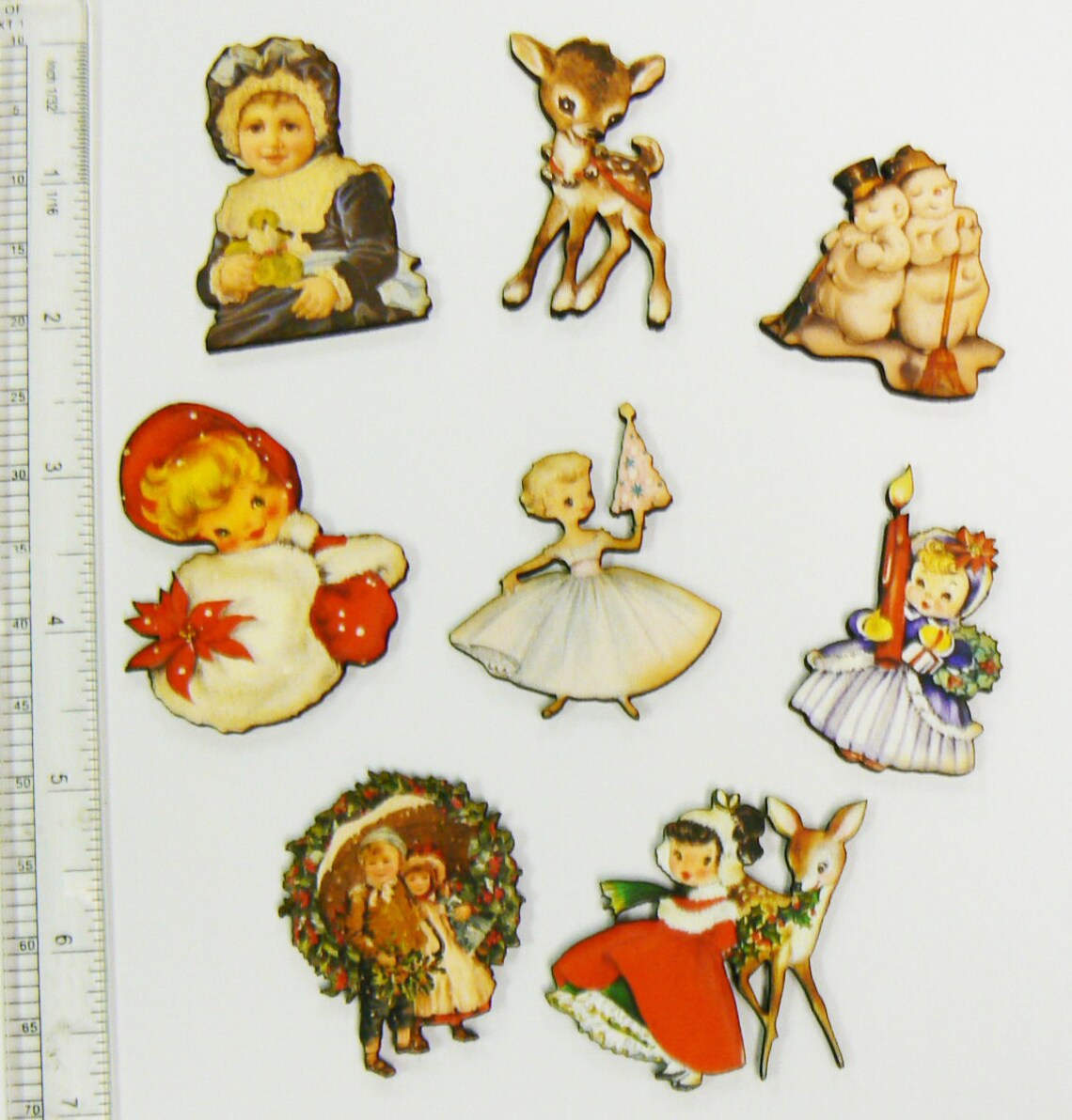 8 Vintage Christmas Wood Cut Outs - Etsy España