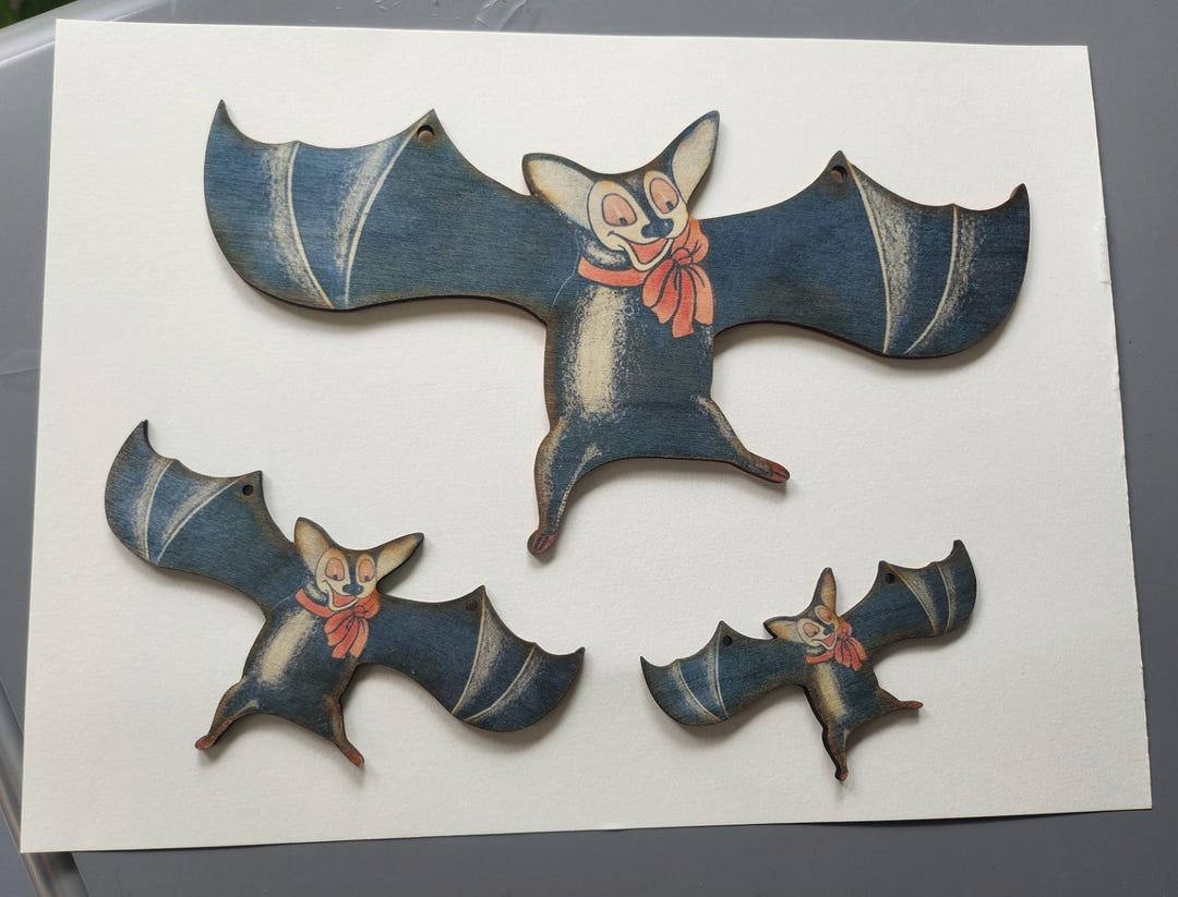 Vintage Styled Wood Cut Outs- Halloween Bats- Die Cuts - Choice of Wood ...