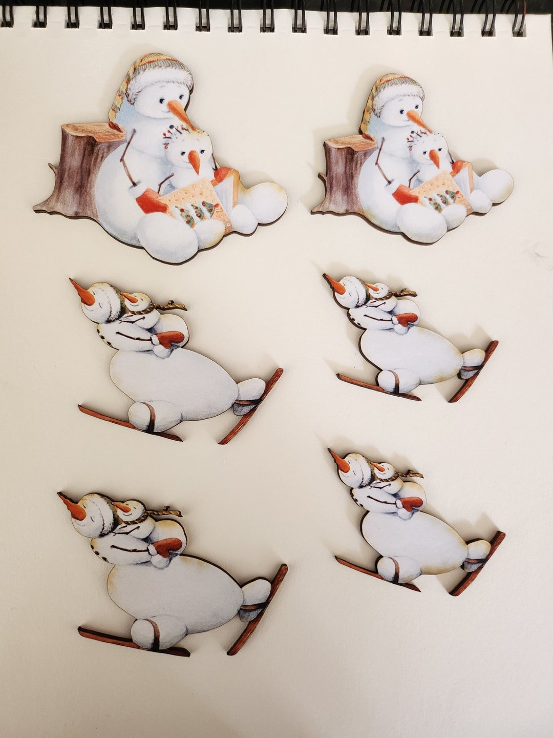 6 Vintage Snowman Wood Cut Outs Winter Fun - Etsy