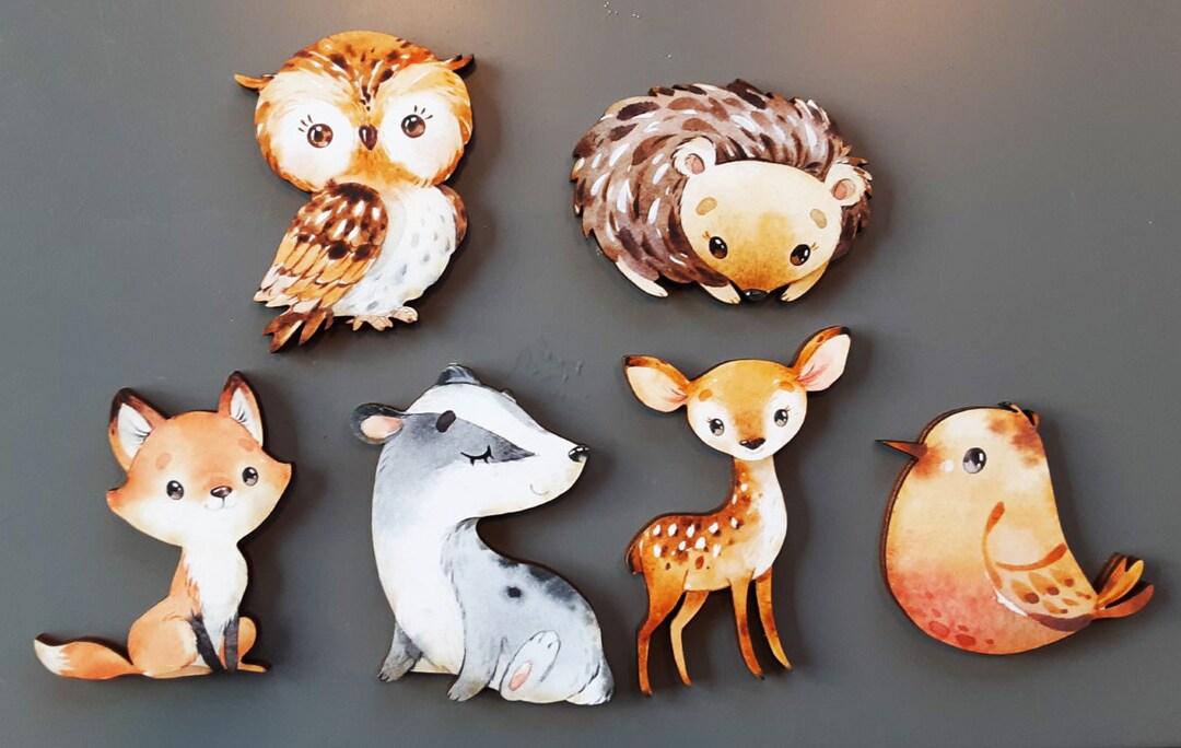 Woodland Animal Babies Wood Cut Outs- Laser Cut- Die Cuts - Etsy