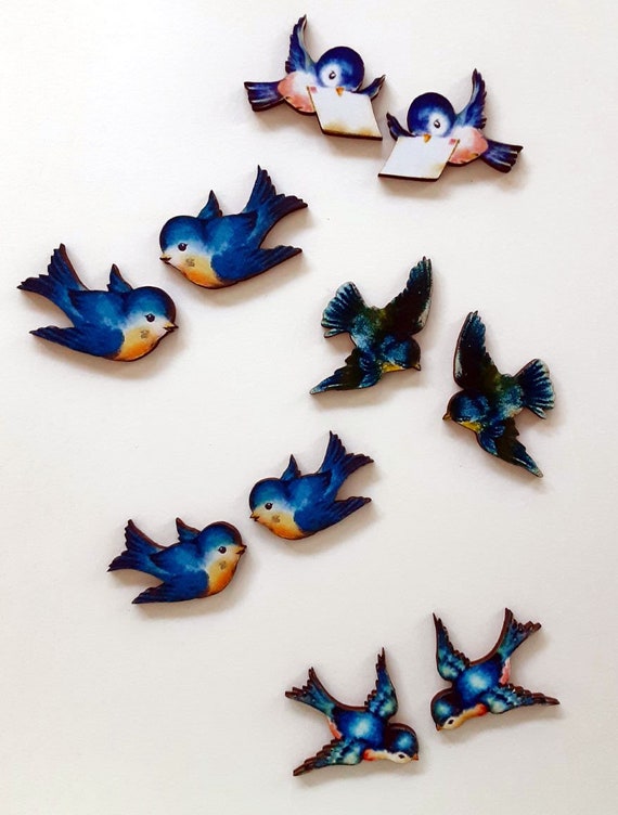 10 Smaller Vintage Bluebirds Birds Wood Cut Outs - Etsy