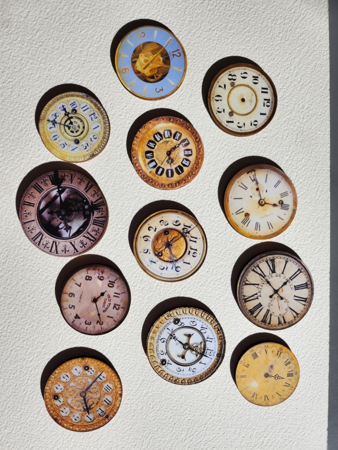 Bunch of Vintage Clock Faces- Horloge Face Wood Die Cut Outs -choice of ...