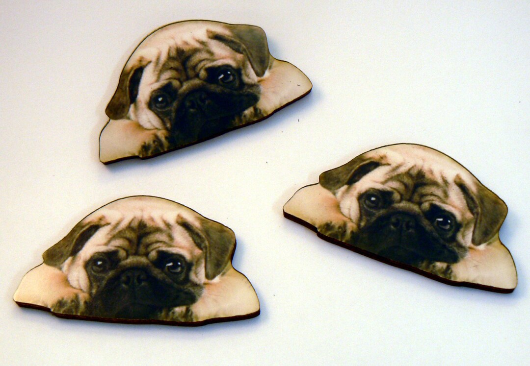4 Pouting Pug Dogs Wood Cut Outs - Etsy