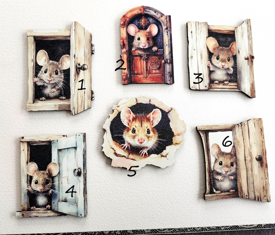 Mouse Peeking Out of Door-laminated Wood Cut Out- Pick Your House Mouse ...