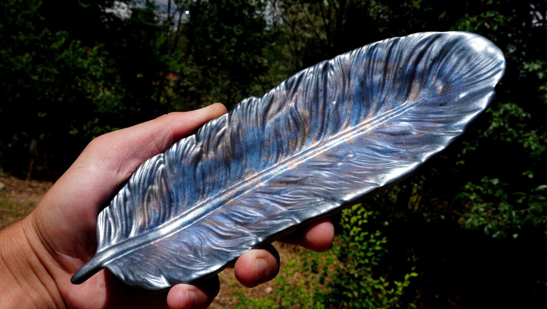 Orgonite FEATHER Dish, Bowl, Tray 10x3.5 26cm 9cm Resin Altar Art ...