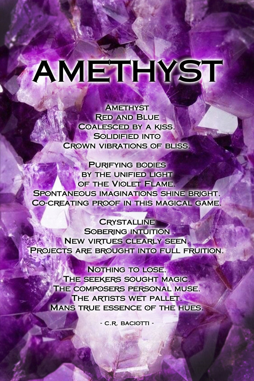 Amethyst Poetry Print Crystal Points Bahai Brazil Dragon Tooth ...