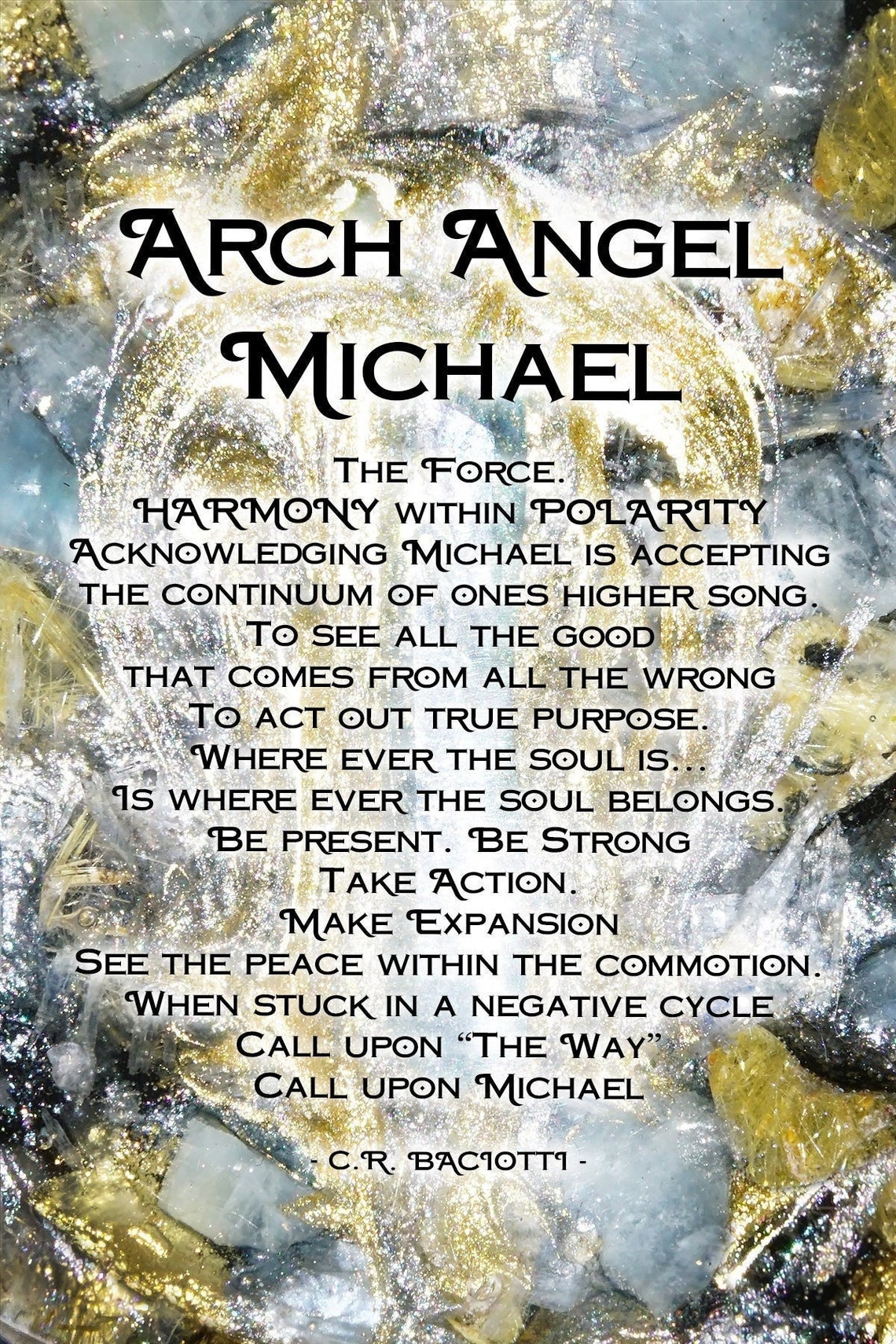 Arch Angel Michael Poetry Print by C.R. BACIOTTI | Etsy