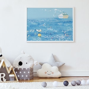 Giclée Blue Print, Sea Watercolour , Nautical Art, Nursery Decor ...